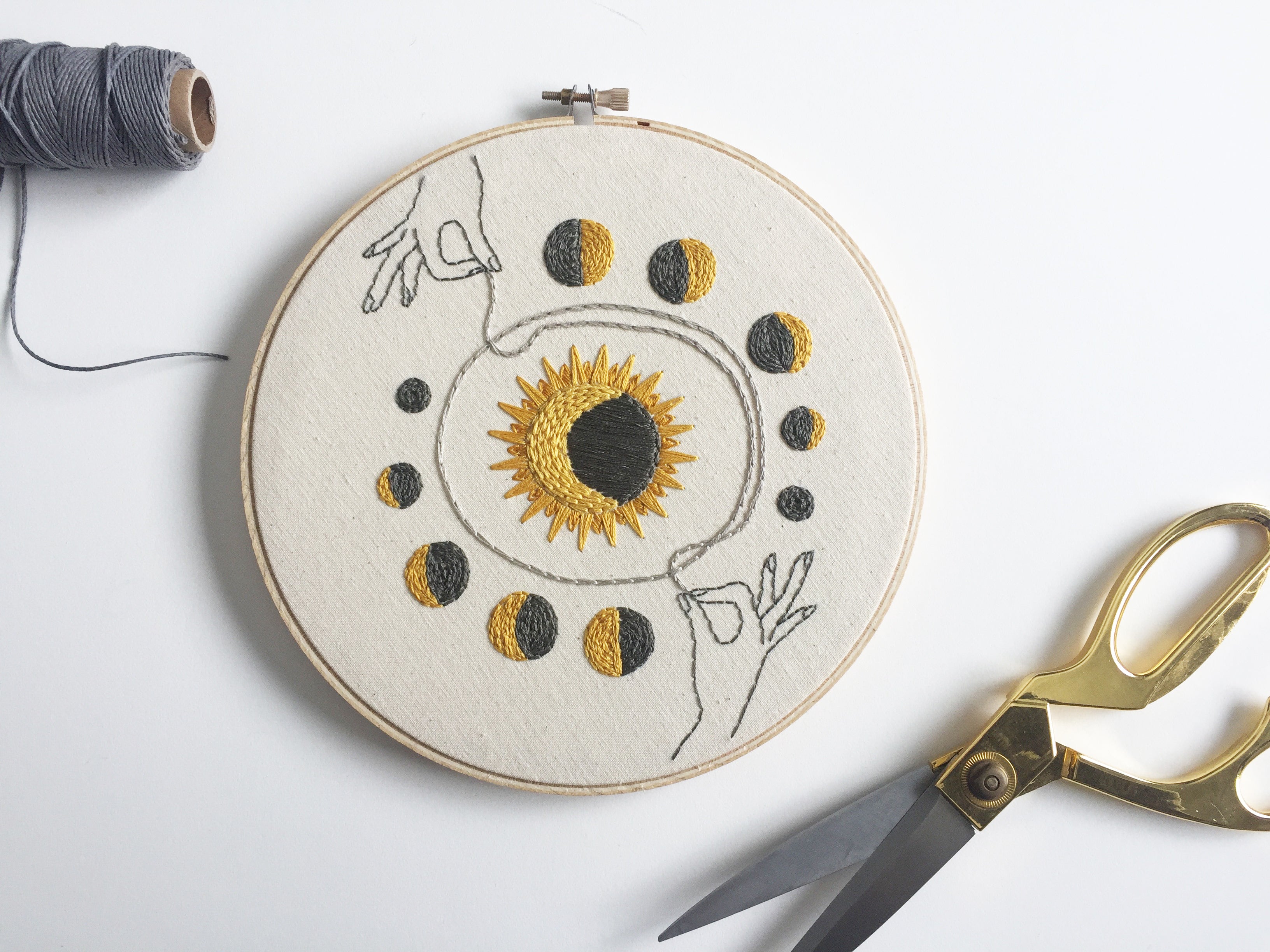 Time is a Flat Circle - Embroidery Hoop Pattern – Thread Honey